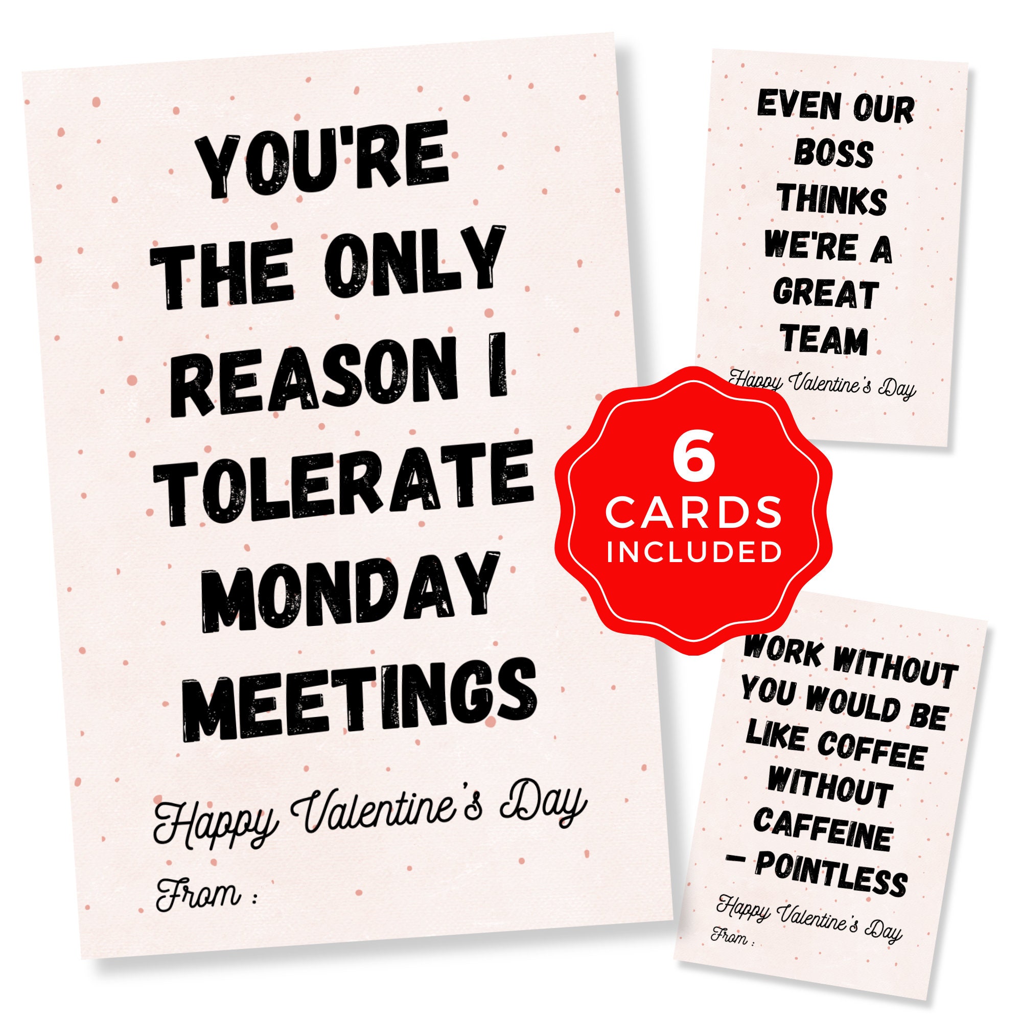 Funny Coworker Valentines Day Cards Set, Cute Printable Valentines Card ...