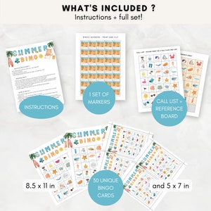 Summer Bingo Game, Beach Bingo Party Game, Fun Summer Activity for Kids ...