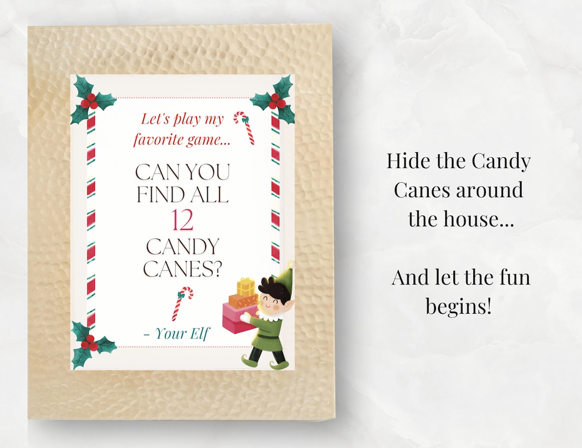 Candy Cane Hunt Elf Game Printable Can You Find the Candy - Etsy
