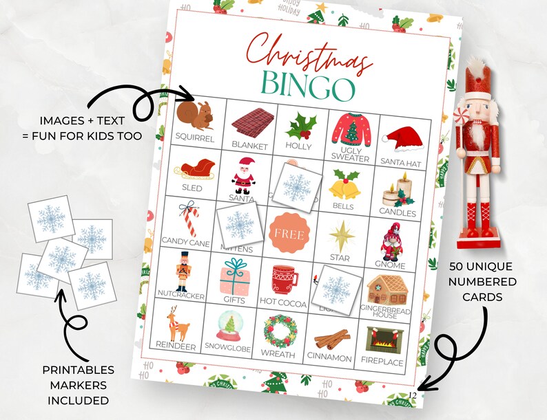 Christmas Bingo Printable Game for Kids Family and Friends - Etsy