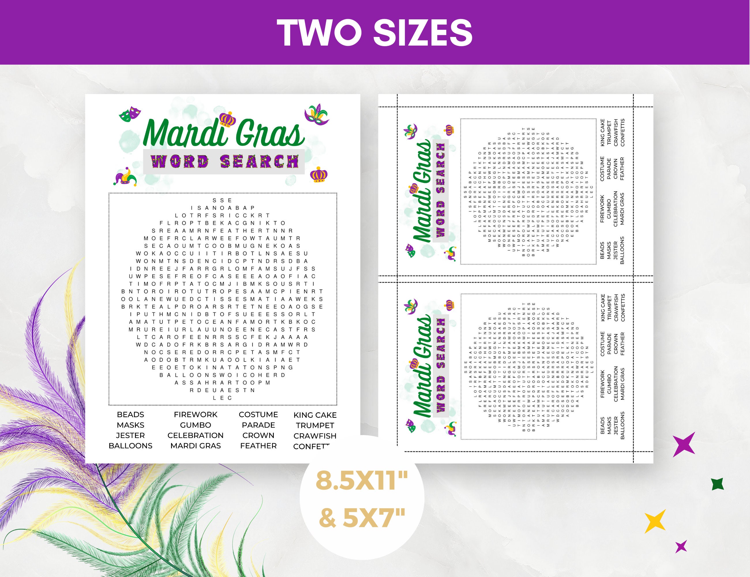 2nd Grade Mardi Gras Word Search Printable for Kids,printable Mardi ...