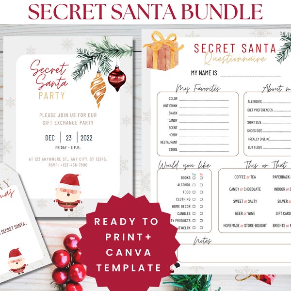 Secret Santa Tags - Etsy