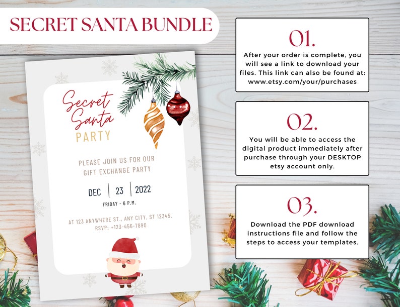 Bundle Secret Santa Printable EDITABLE Secret Santa - Etsy