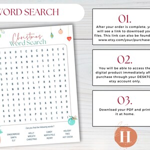 Christmas Word Search Puzzle Printable PDF, Easy Christmas Game for ...