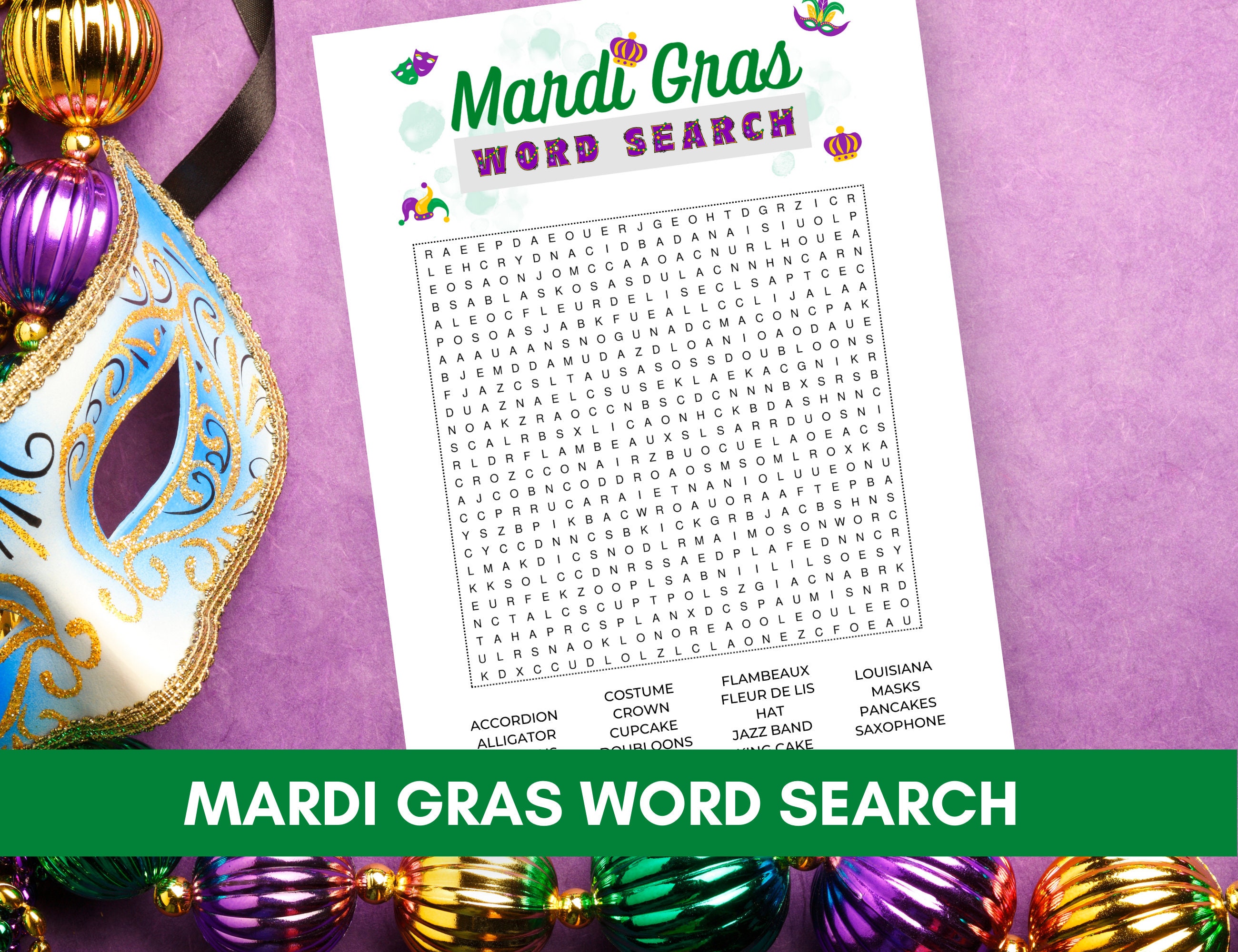 Mardi Gras Word Search Printable for Kids,printable Mardi Gras Games ...
