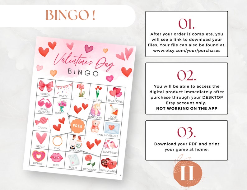 Valentines Bingo Cards for Kids Printable Valentines Day - Etsy