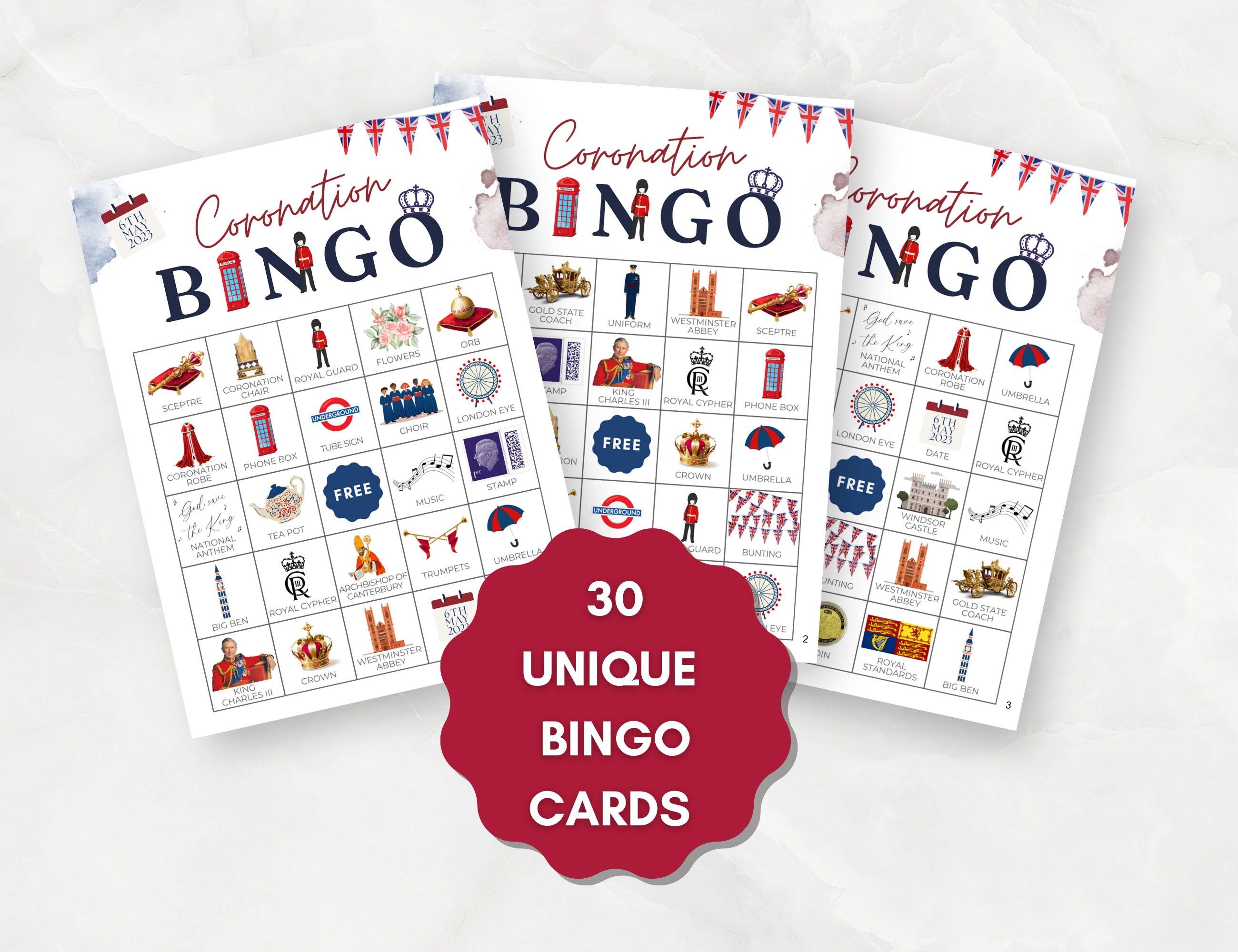 Coronation Bingo Game Coronation Party Game King Charles III - Etsy Canada