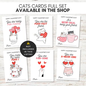 Cat Valentines Day Cards for Kids, Cute Kitty Printable Valentines ...