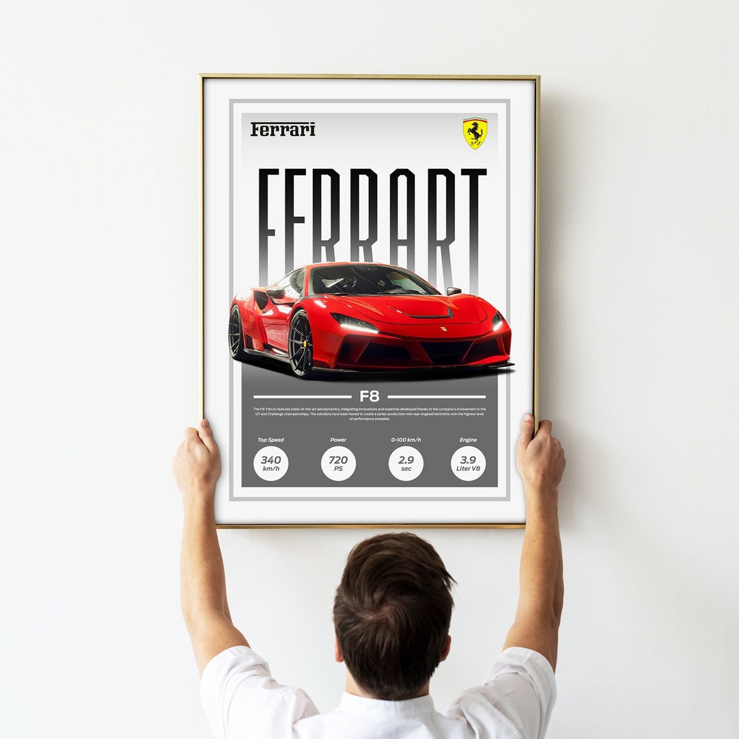 Ferrari F8, Car Poster, Digital Download, Decoration, Tuning, Mural ...