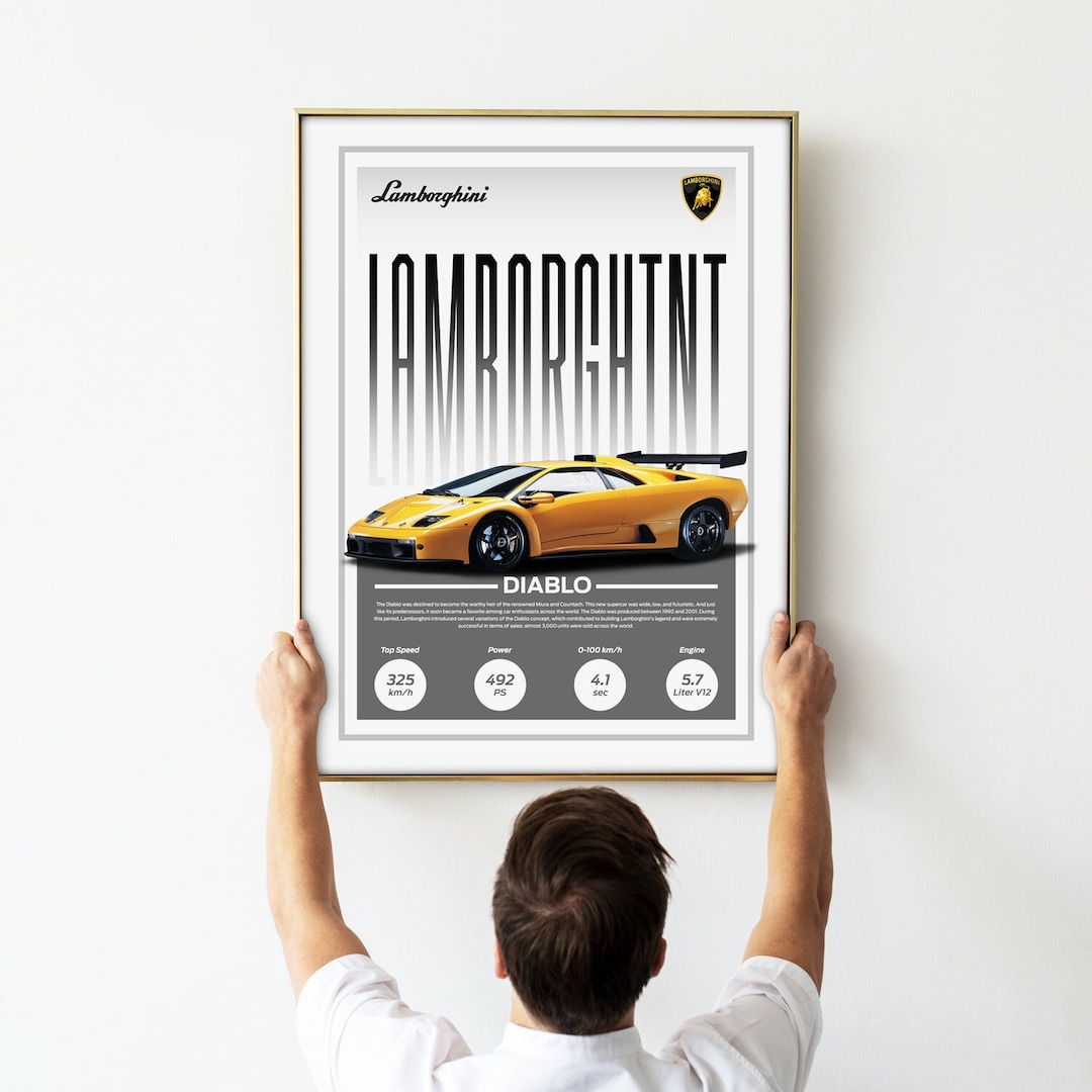 DIABLO Lamborghini, Car Poster, Digital Download, Decoration, Tuning ...