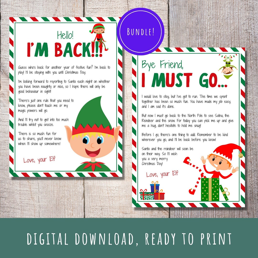 Christmas Elf Arrival Letter Elf on the Shelf Hello and Goodbye Bundle ...