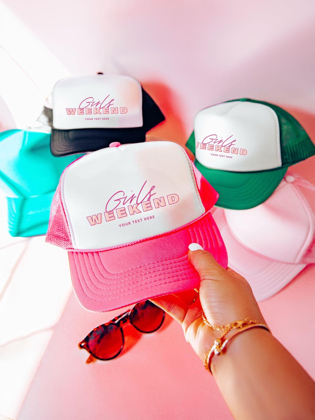CUSTOM GIRLS Trip GIFTS, Custom Truckers Hats Girls Weekend Hats ...
