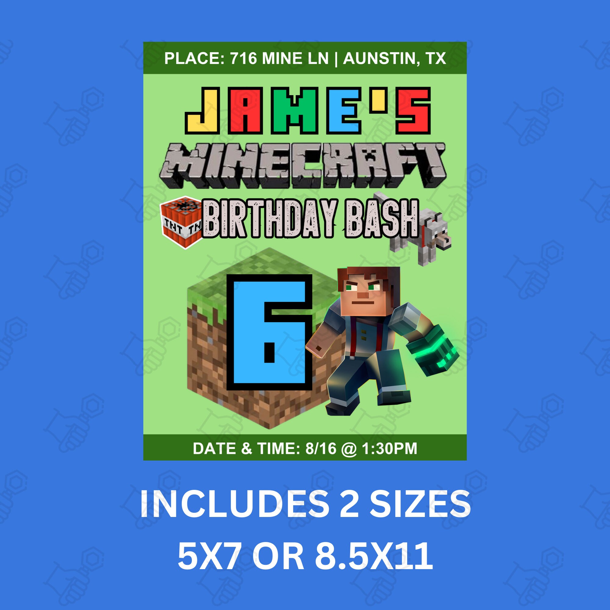 Minecraft Birthday Invitation Birthday Invitation - Etsy