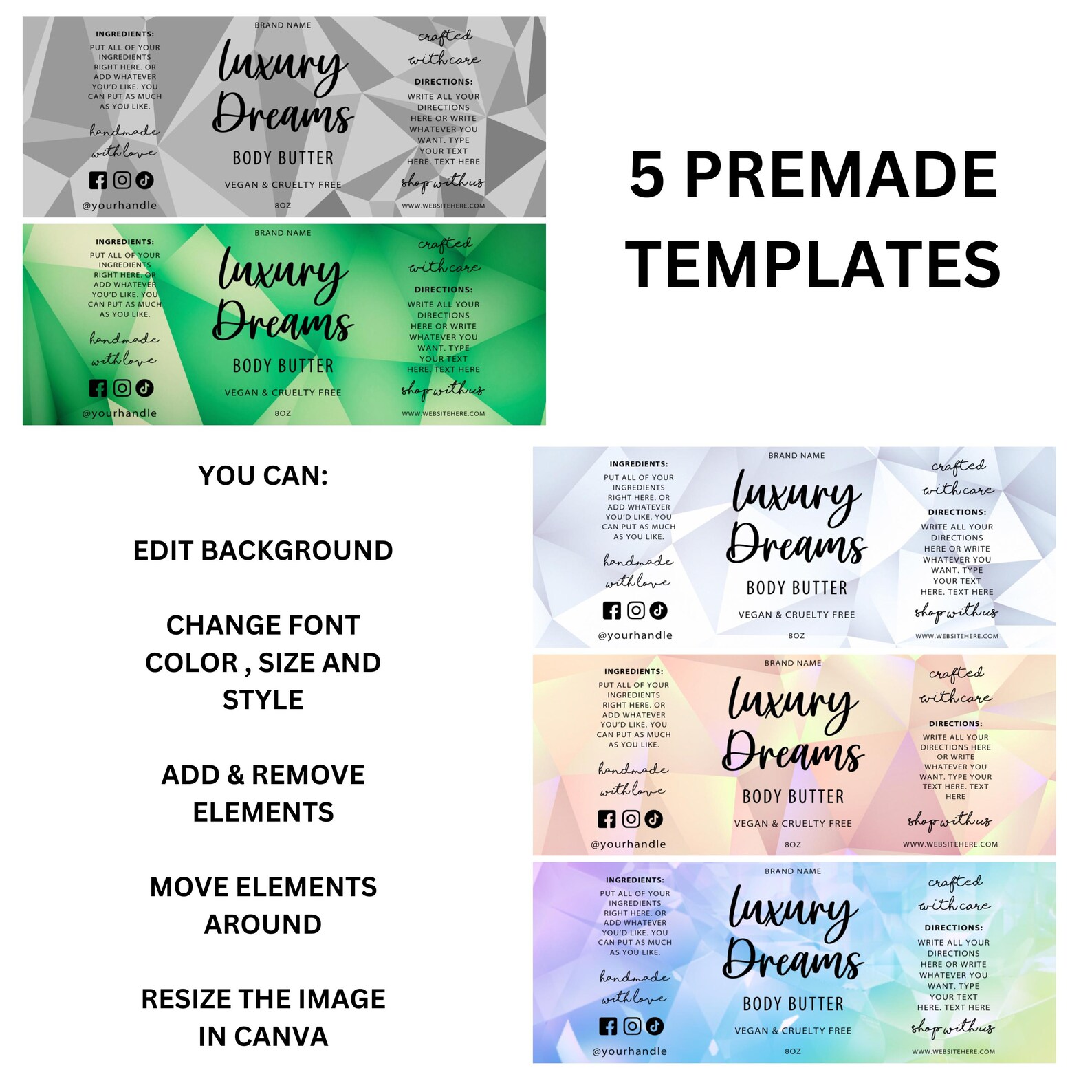 DIY Editable Label | Wrap Around Labels | Cosmetic DIY Labels | Luxury ...