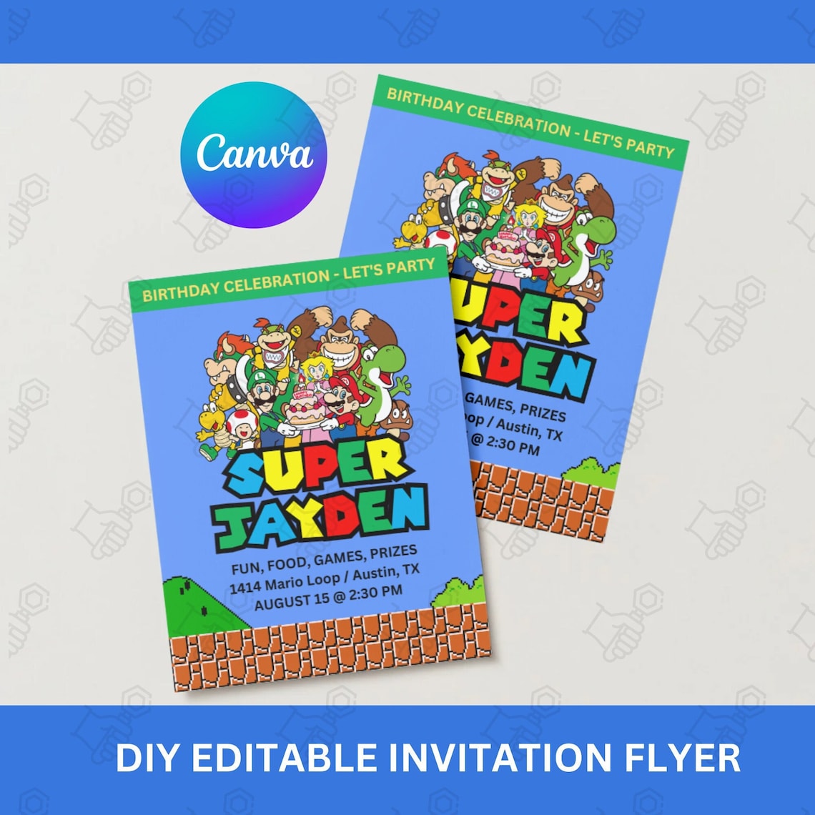 Super Mario Birthday Invitation | Birthday Invitation | Super Mario ...