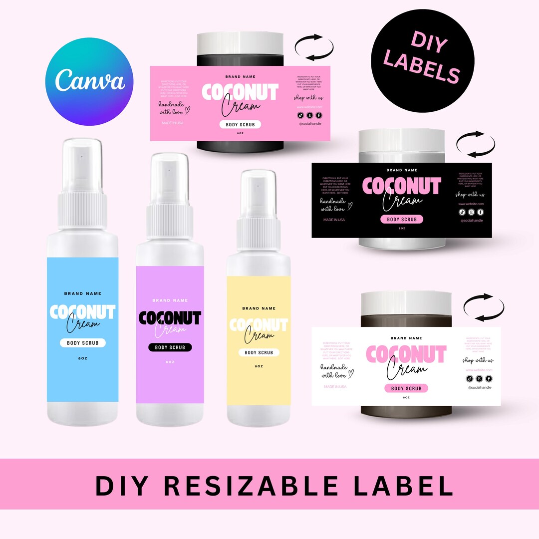 DIY Cosmetic Label / Canva Editable Labels / Body Butter Labels / Soap ...