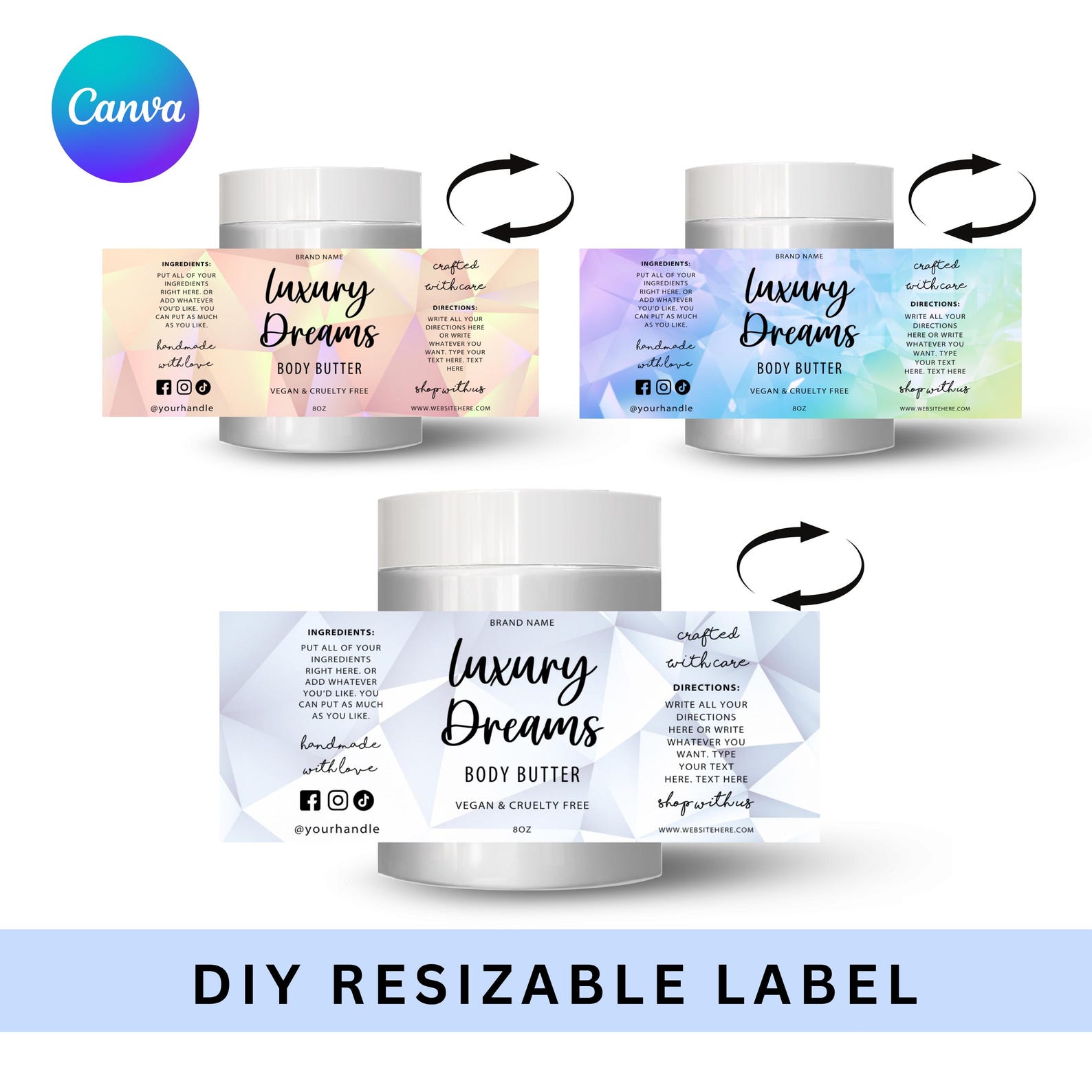 DIY Editable Label | Wrap Around Labels | Cosmetic DIY Labels | Luxury ...