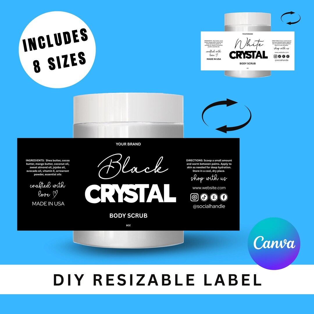Luxury Black and White Editable Labels for Jar Products | Label ...