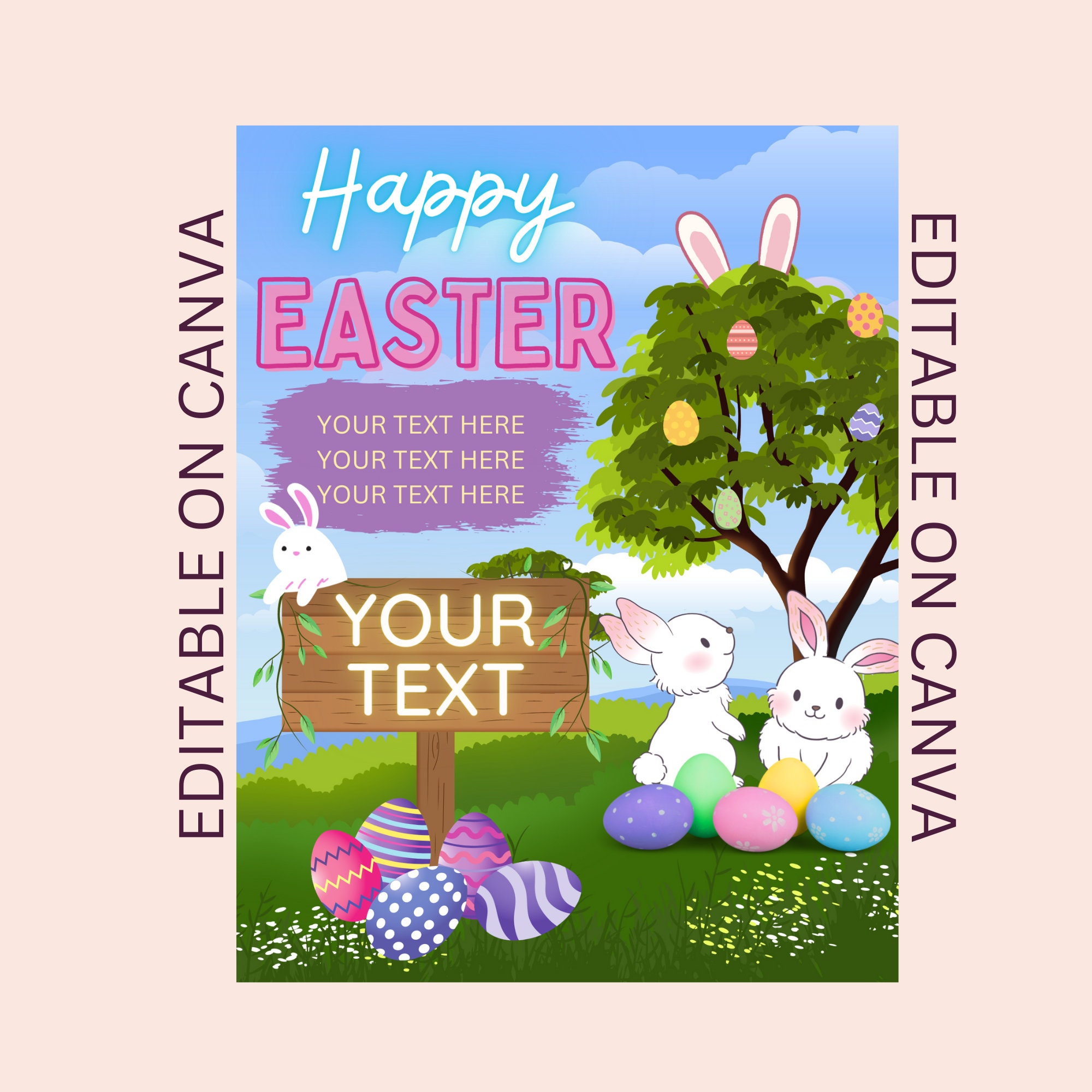 Editable Easter DIY Flyer, Canva Editable Flyer, Easter Templates ...