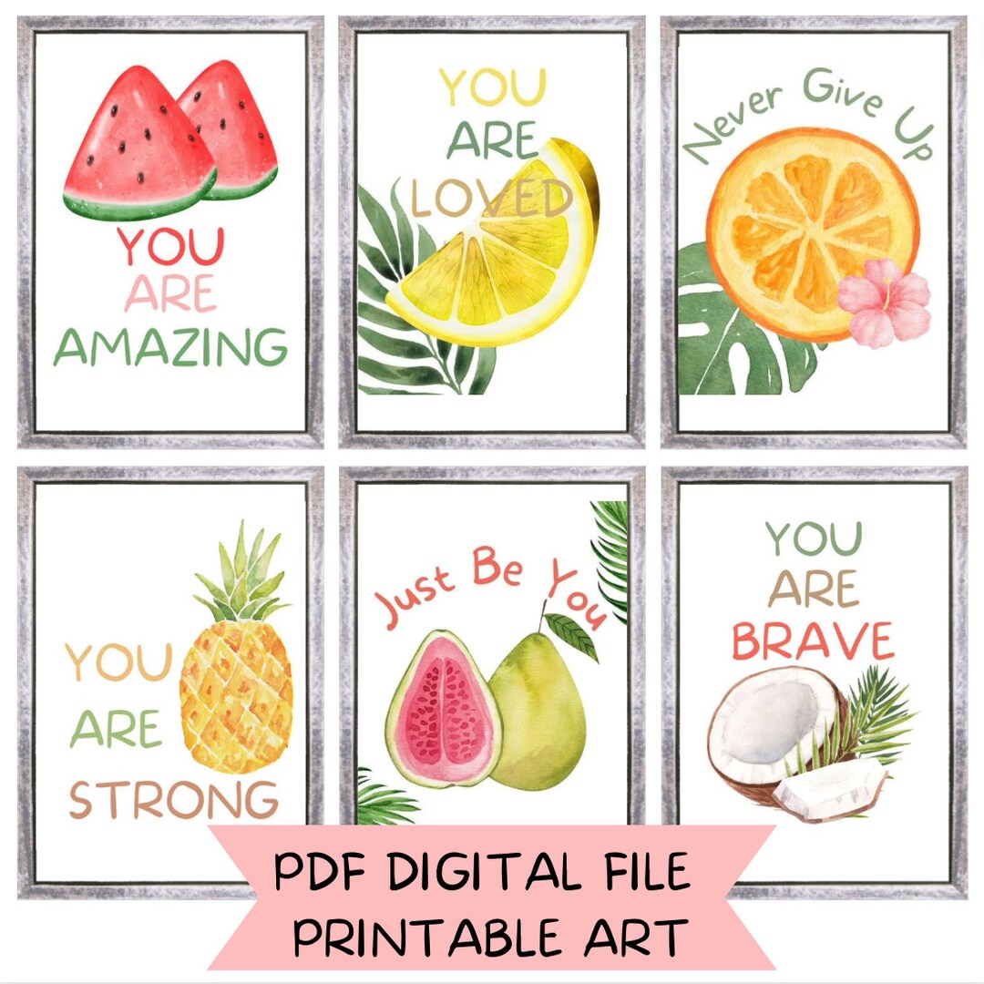 Tropical Fruit Printable Art, PDF, Classroom Theme Posters, Watercolor ...