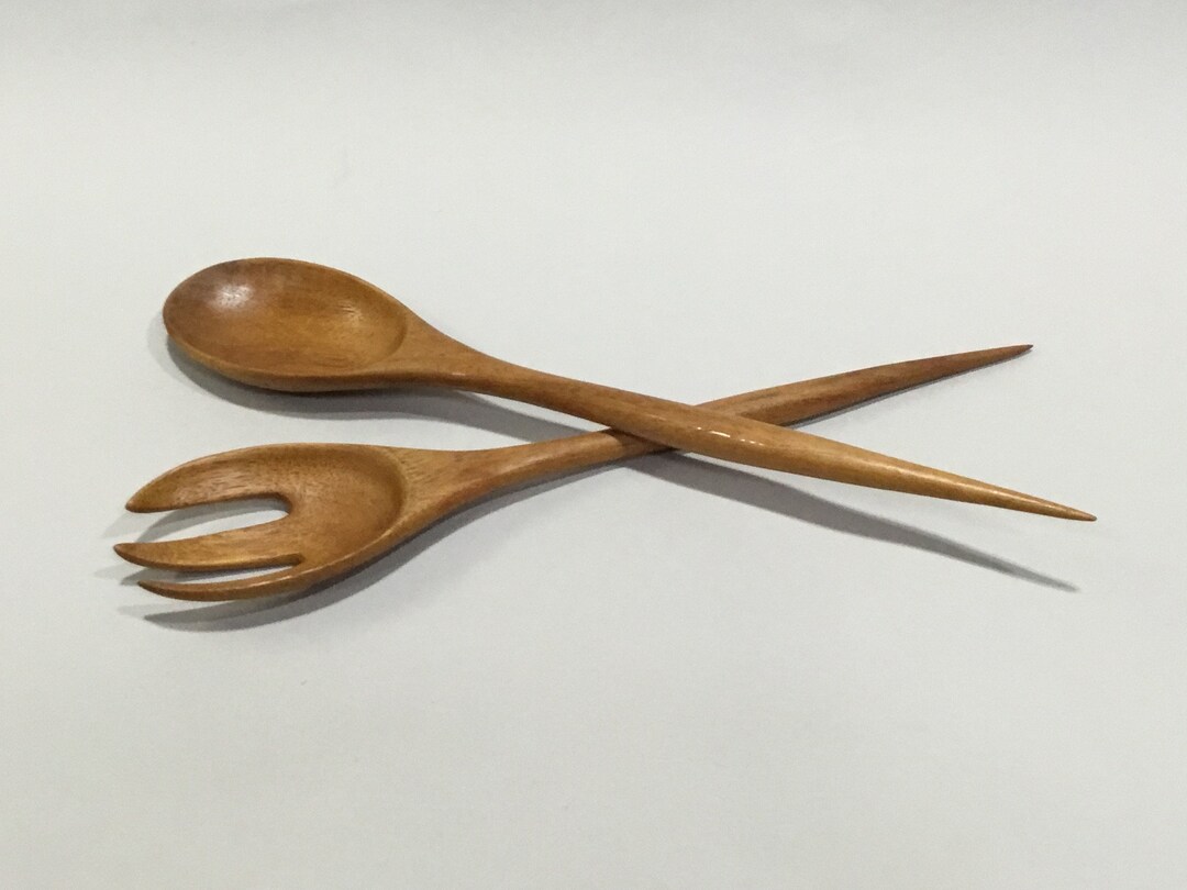 Vintage 60s-70s Wooden Salad Serving Utensils - Etsy