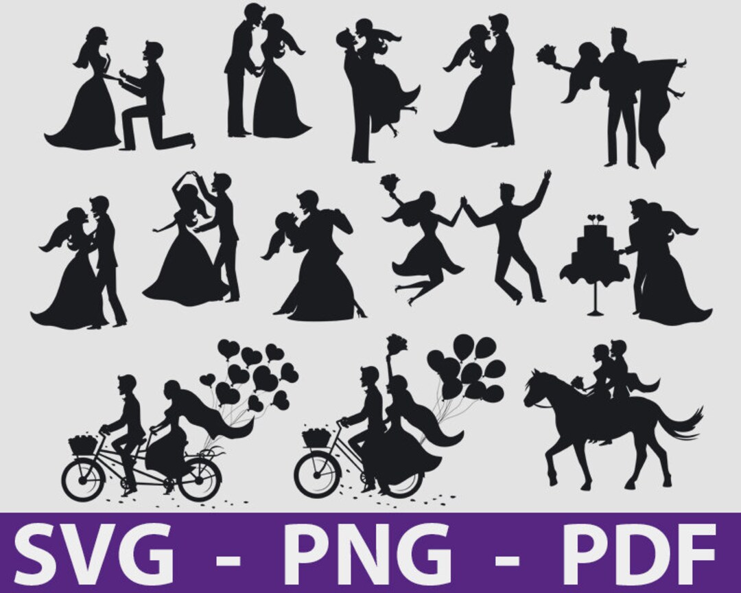 Wedding Svg, Bride and Groom SVG Files for Silhouette Cameo and Cricut ...
