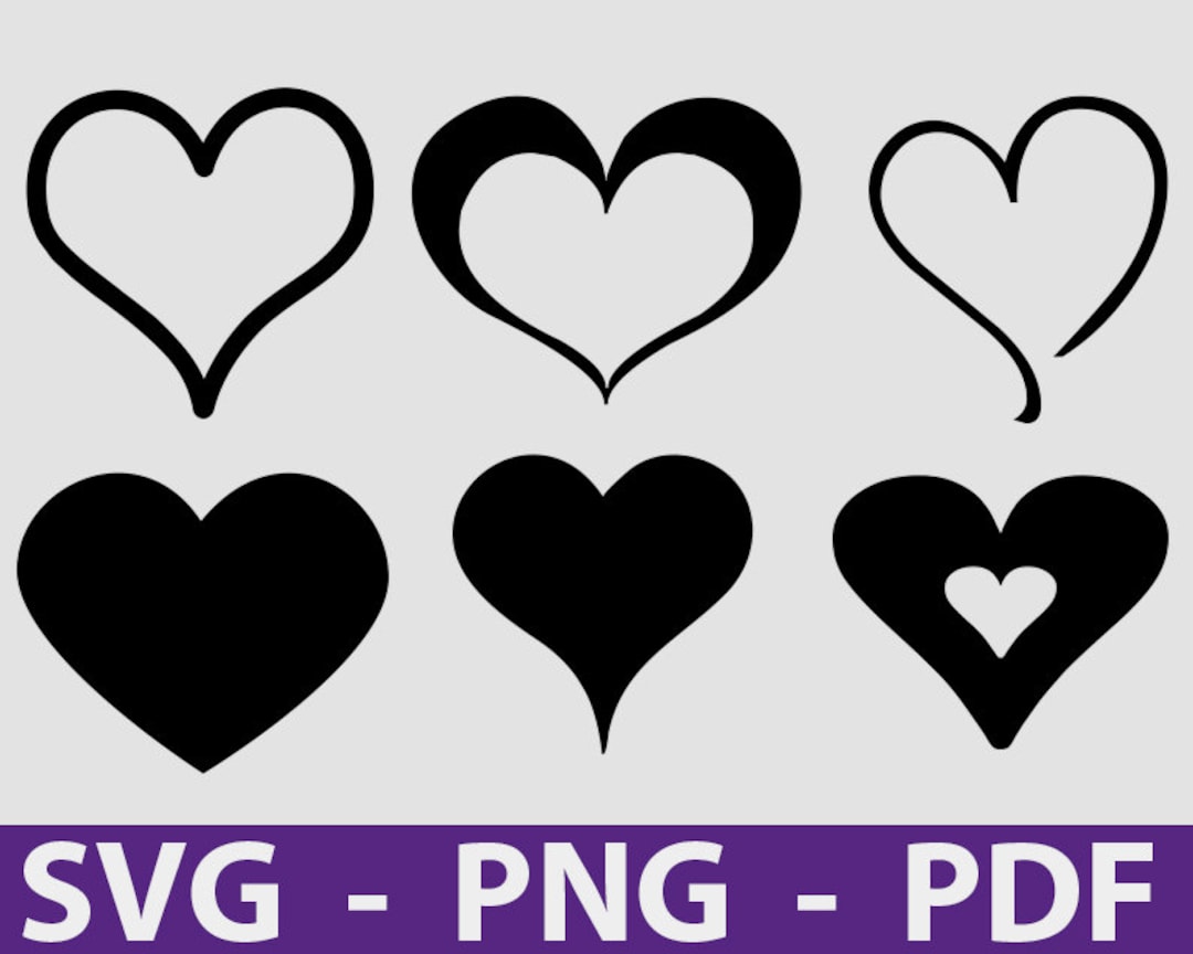 6 Pack Heart Bundle Svg, Heart Svg,hand Drawn Heart Svg,open Heart Svg ...