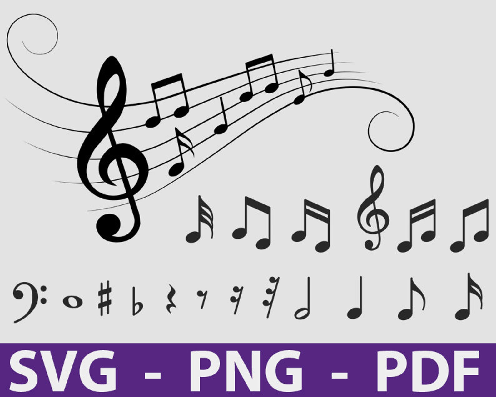 Musical Notes, Musical Notes Svg, Musical Notes Clipart, Guitar Note ...