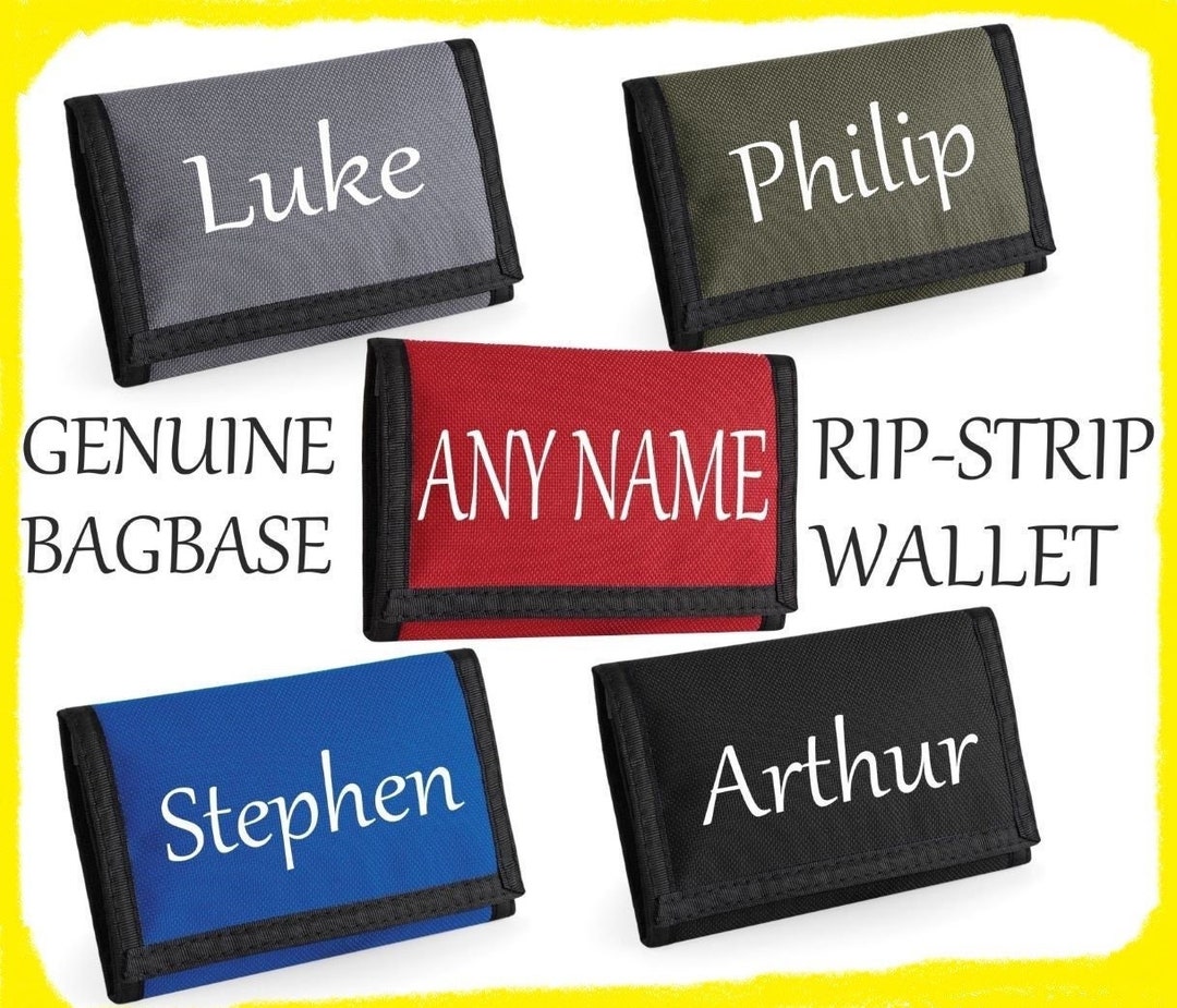 Wallet Personalised Rip Strip Velcro Tri Fold Kid Child Boys Mens Girls ...