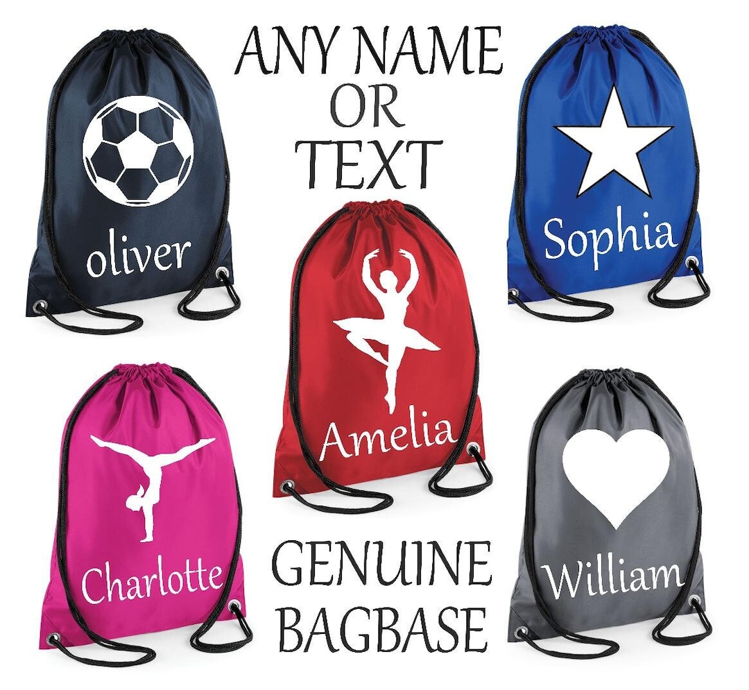 Drawstring Bag, Gym Bag School Pump Bag Dance Bag Football Personalised ...