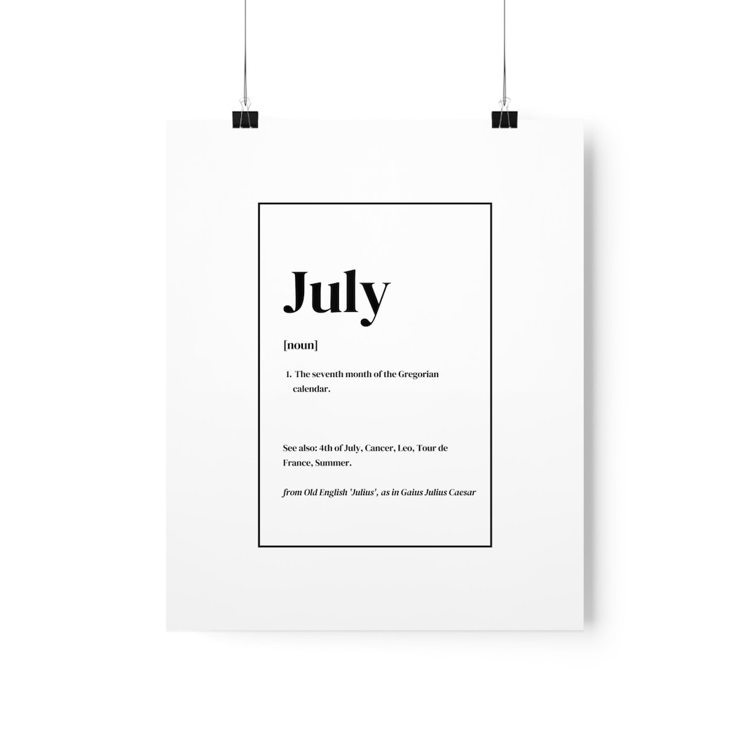 July Poster Monthly Poster Calendar Monthly Canvas - Etsy