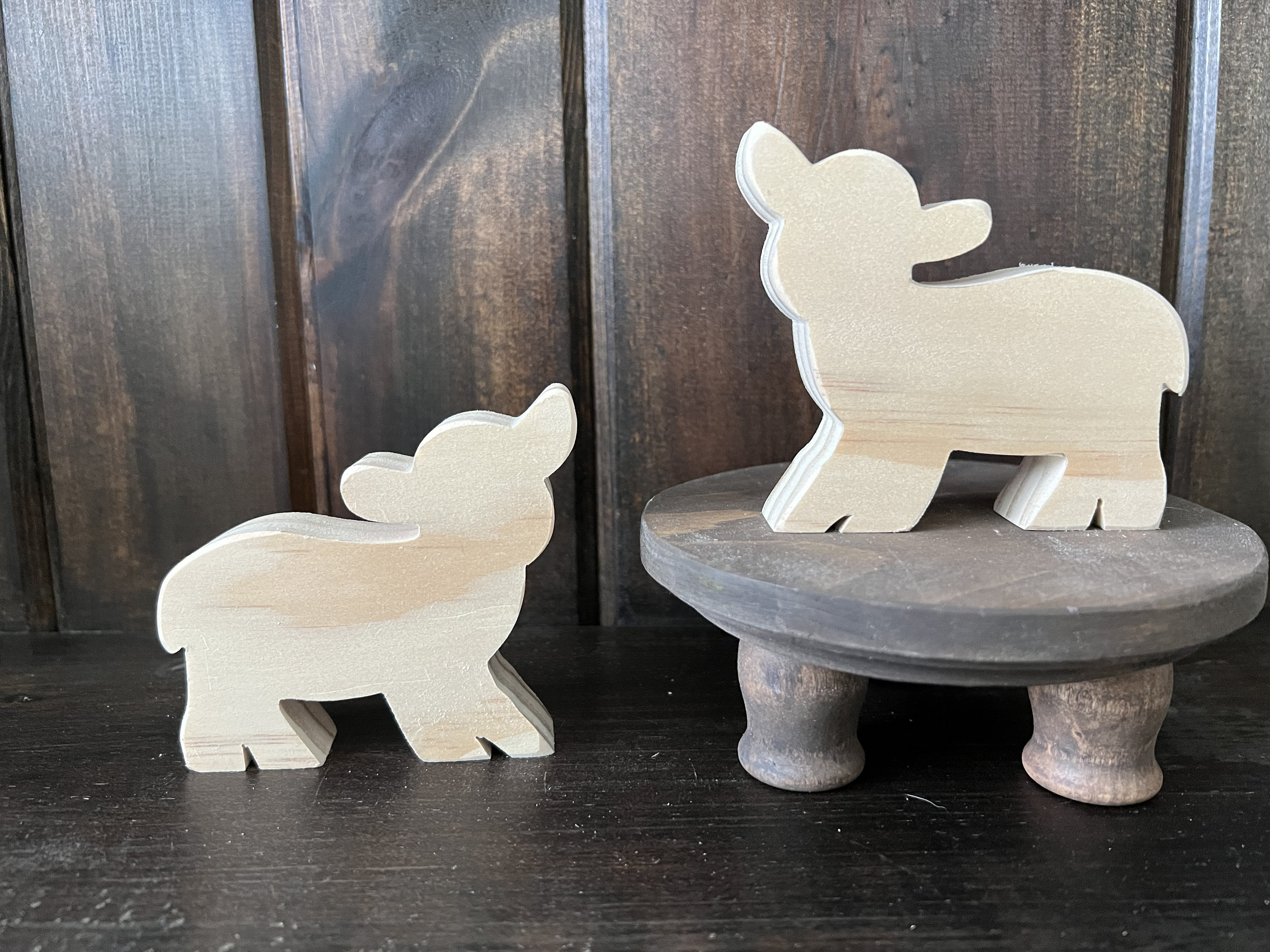 Farmhouse Lamb | Wooden Shapes | Tiered Tray Decor | Shelf Sitter | DIY ...