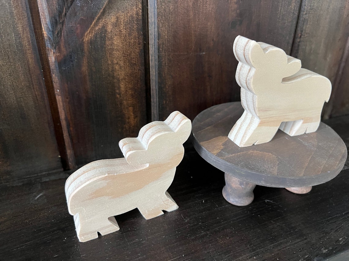 Farmhouse Lamb | Wooden Shapes | Tiered Tray Decor | Shelf Sitter | DIY ...