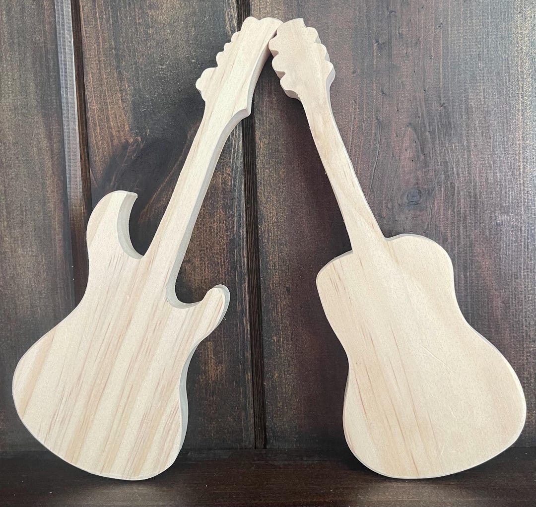 Guitar | Wooden Shapes | Tiered Tray Decor | Shelf Sitter | DIY ...