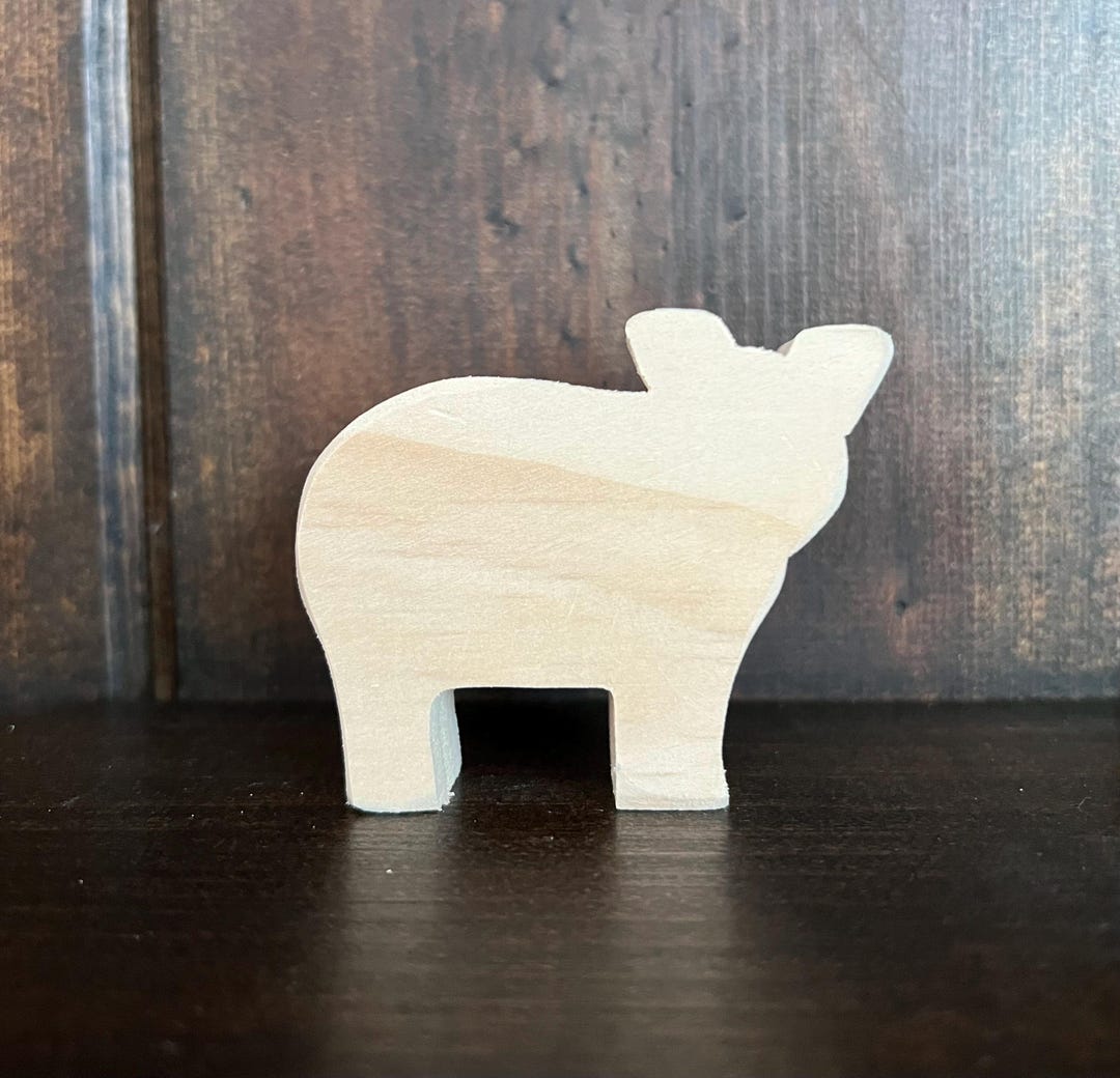 Pine Wood Farmhouse Pig: Unfinished DIY Tiered Tray Decor - Etsy