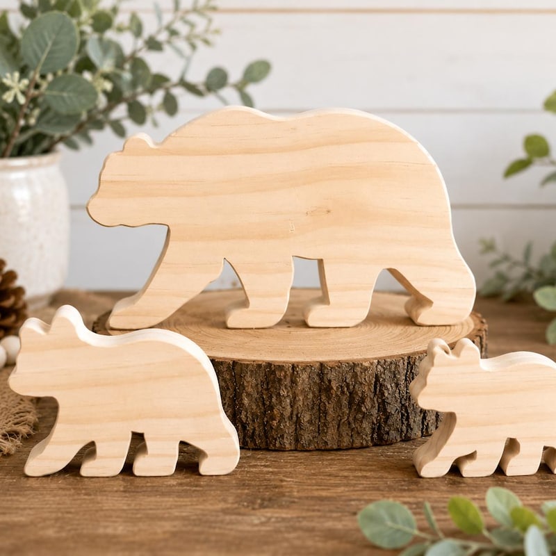 Painted Wooden Bears - Etsy