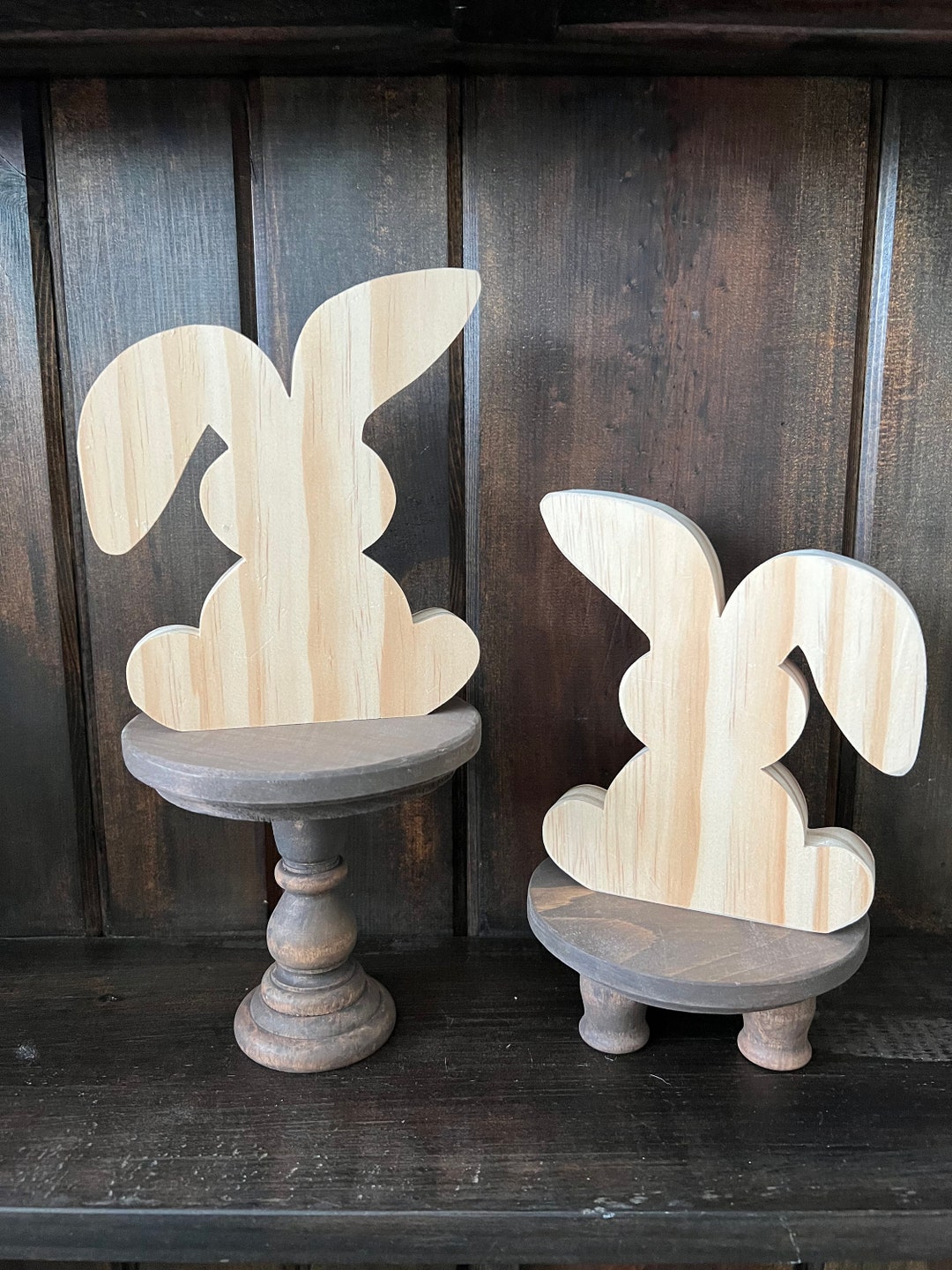 Farmhouse Bunnies | Wooden Shapes | Tiered Tray Decor | Shelf Sitter ...