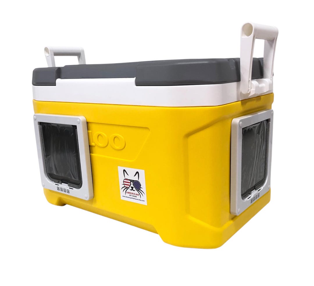 Outdoor Cat House for Two Cats, Insulated Igloo Cooler Pet House for ...