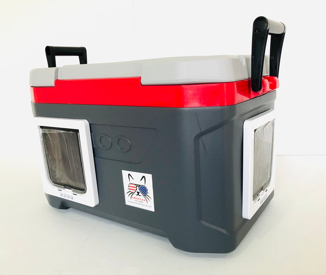 Insulated Two-door Feral Cat Shelter | Igloo Cooler Cat House for ...