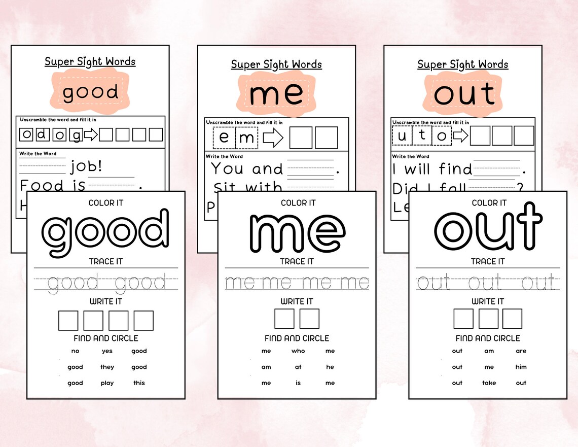Tracing Dolch Sight Words: Handwriting Practice, Tracing Practice ...