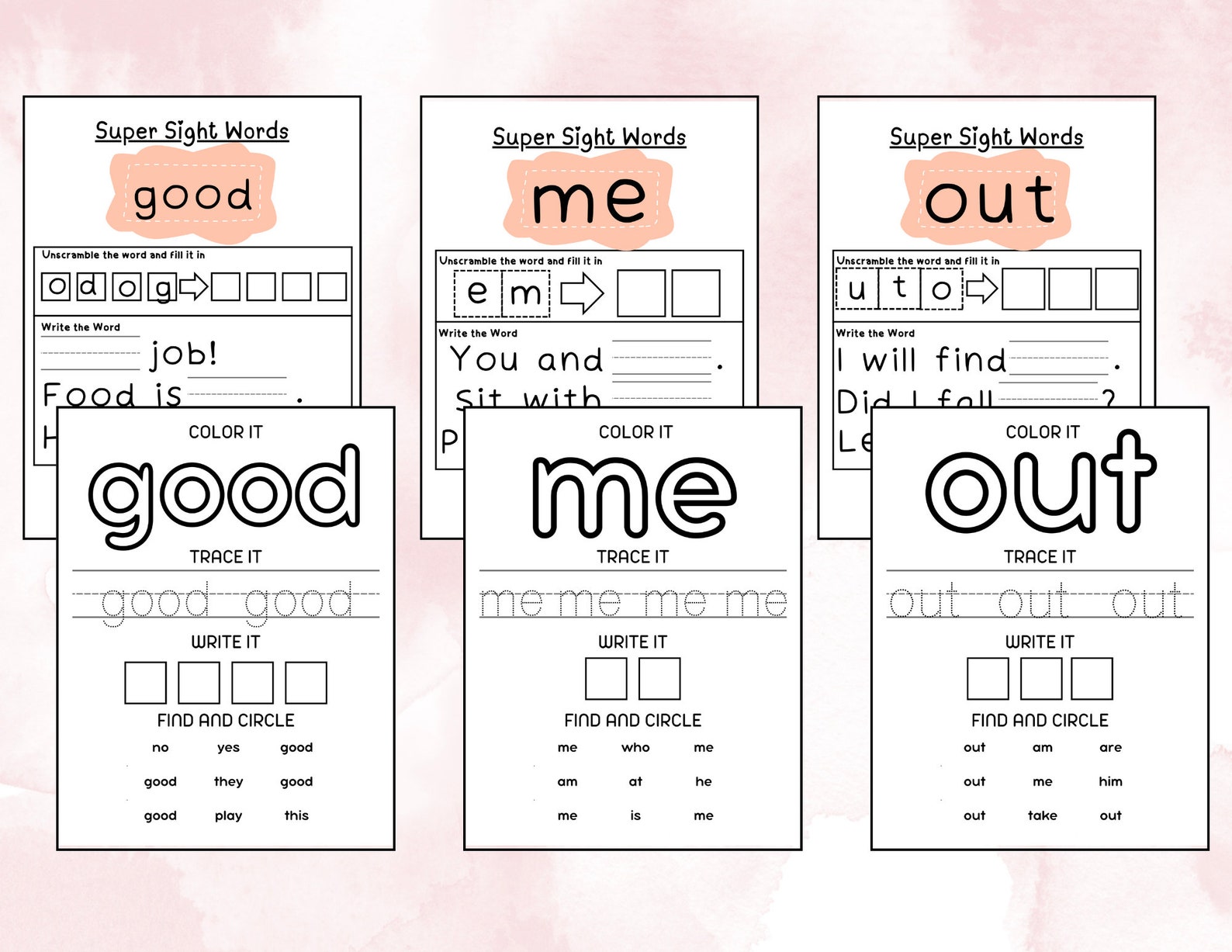 Tracing Dolch Sight Words: Handwriting Practice, Tracing Practice ...