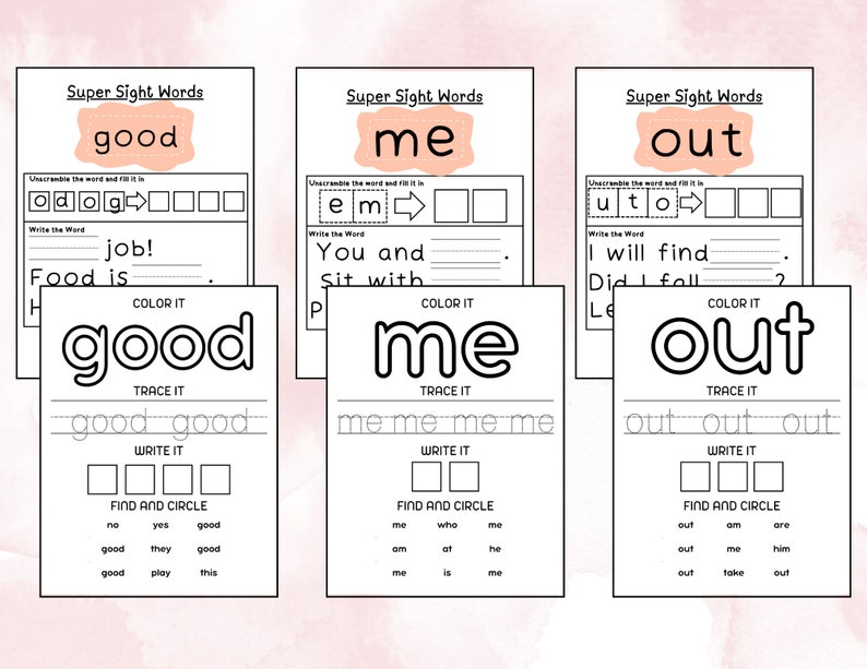 Tracing Dolch Sight Words: Handwriting Practice, Tracing Practice ...