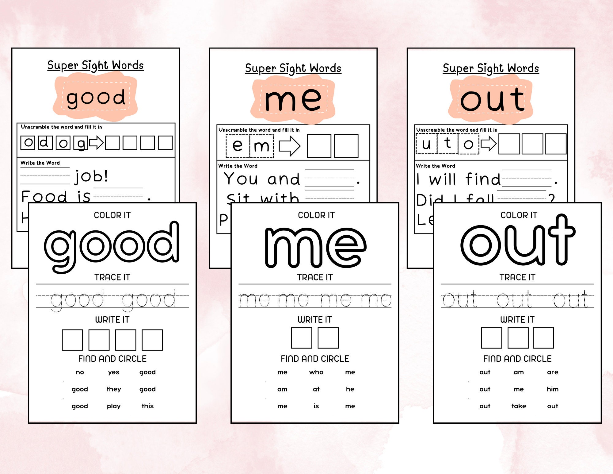Tracing Dolch Sight Words: Handwriting Practice, Tracing Practice ...