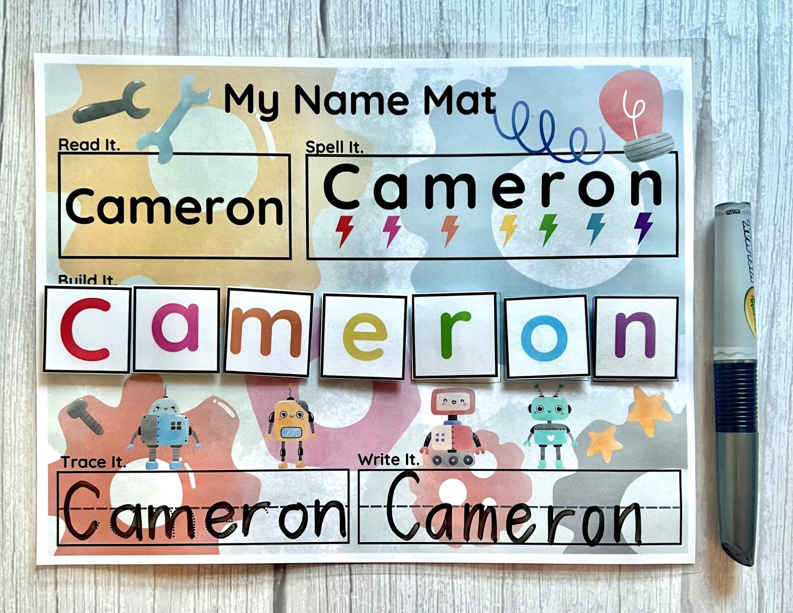 Personalized Dry Erase Name Mat Printable, Name Tracing for Toddlers ...