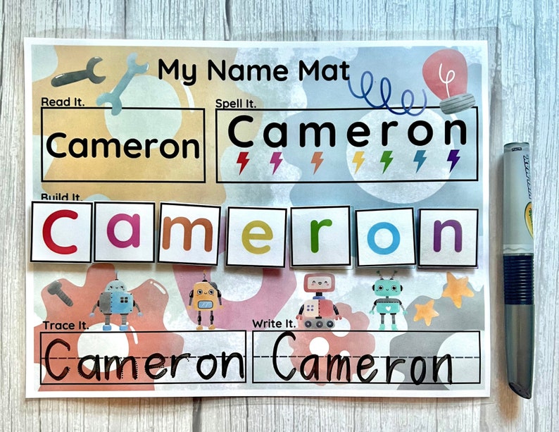 Personalized Dry Erase Name Mat Printable, Name Tracing for Toddlers ...