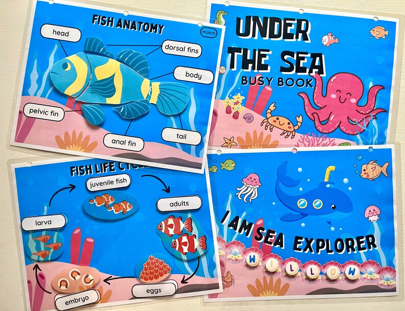 Ocean Busy Book, Marine Animals, Printable Learning Binder, Homeschool ...