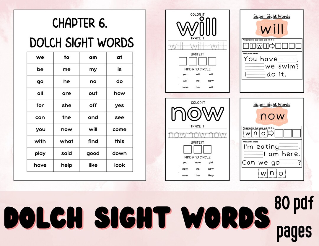 Tracing Dolch Sight Words: Handwriting Practice, Tracing Practice ...