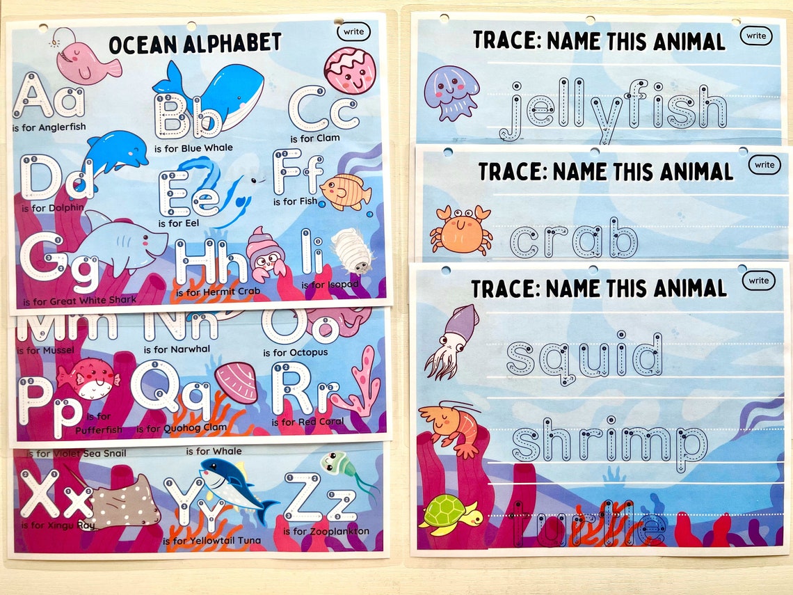 Ocean Busy Book, Marine Animals, Printable Learning Binder, Homeschool ...