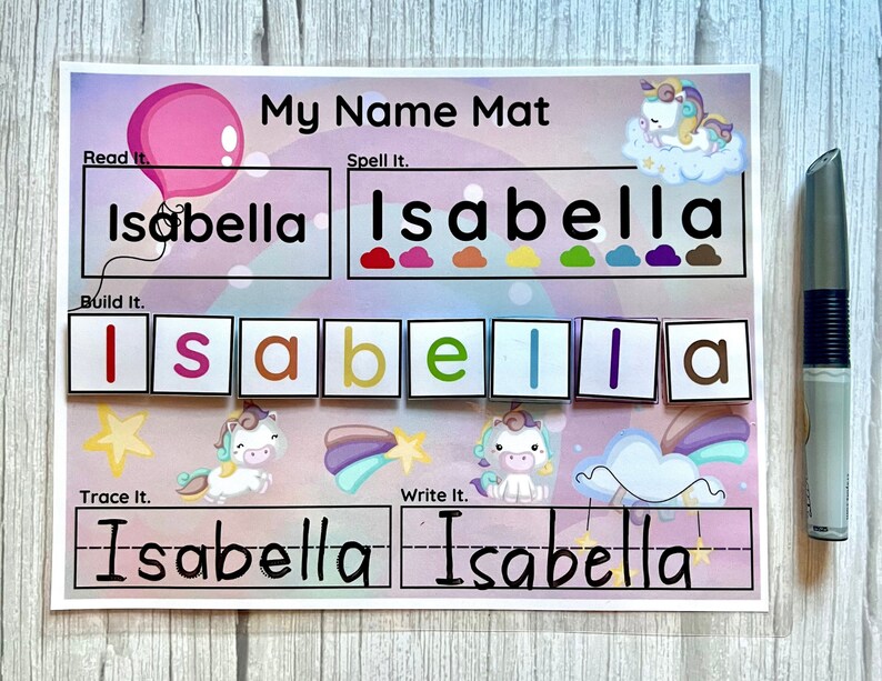 Personalized Dry Erase Name Mat Printable, Name Tracing for Toddlers ...
