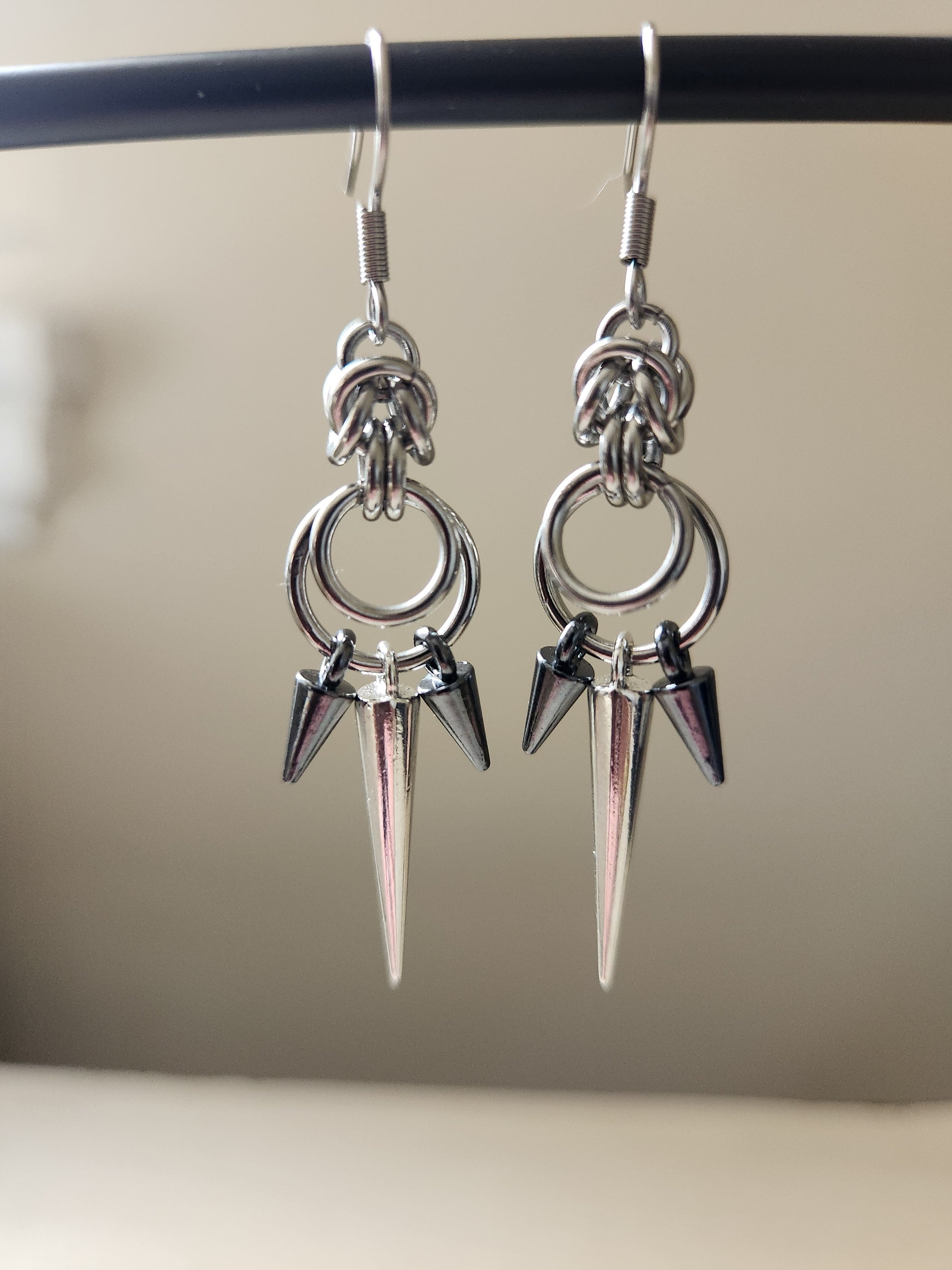 Stainless Steel Chainmail Earrings With Charms - Etsy